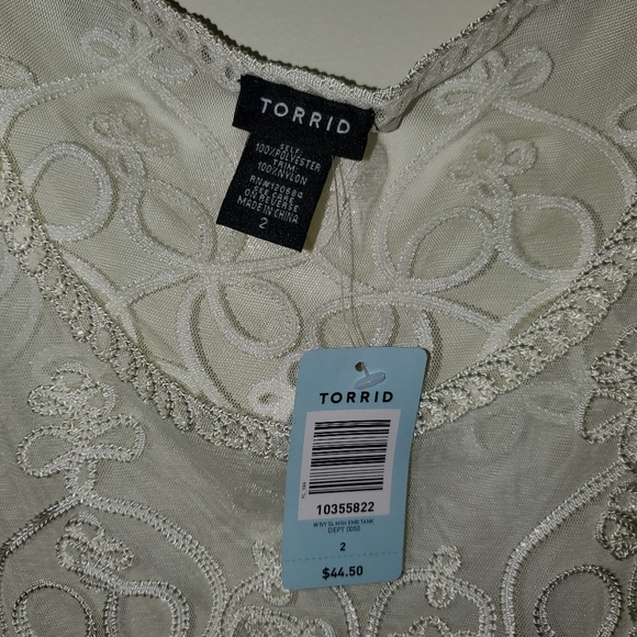 torrid | Tops | Torrid Mesh Embroidered Ivory Tank Top | Poshmark